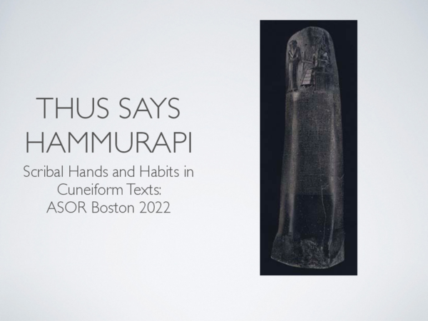 (PDF) ASOR 2022 Presentation Scribal Hands and Habits: Thus Says Hammurapi | Nicholas Reid ...