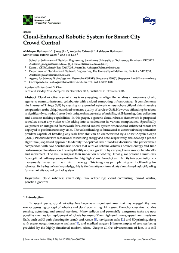(PDF) Cloud-Enhanced Robotic System for Smart City Crowd Control