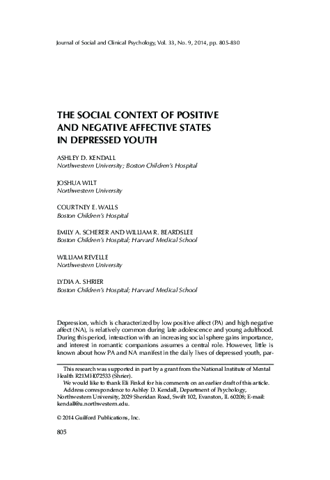 (PDF) The Social Context of Positive and Negative Affective States in ...