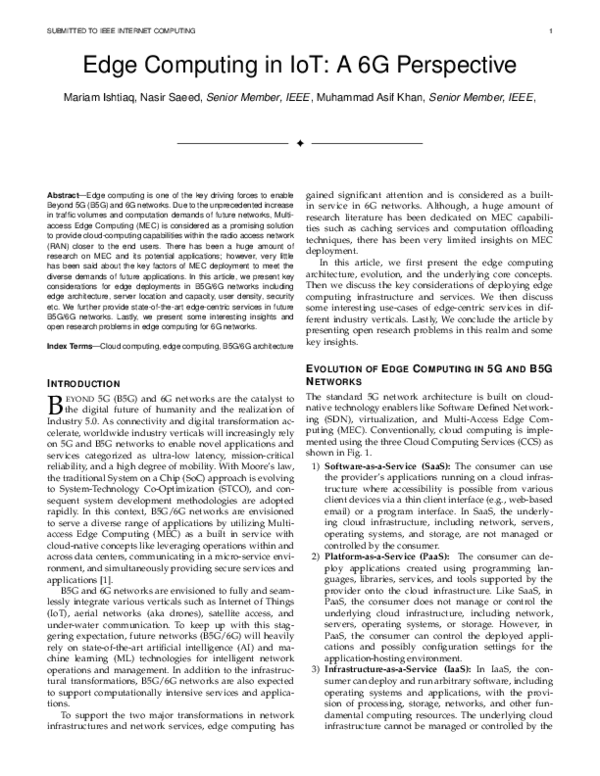 (PDF) Edge Computing in IoT: A 6G Perspective