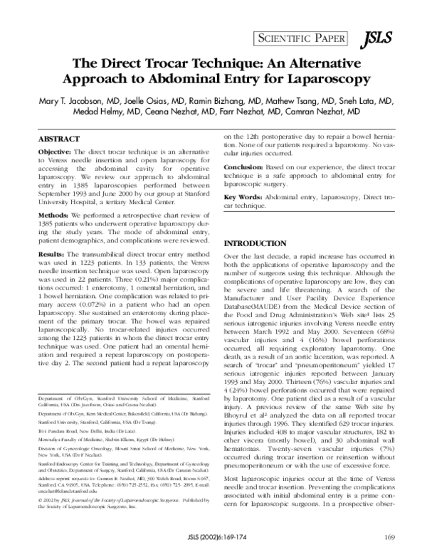 (PDF) The direct trocar technique: an alternative approach to abdominal ...