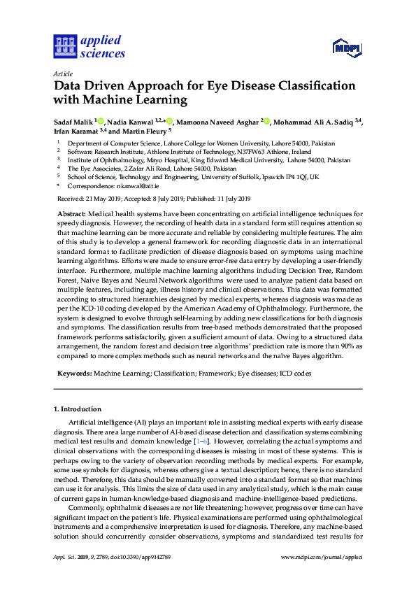 (PDF) Data Driven Approach for Eye Disease Classification with Machine ...
