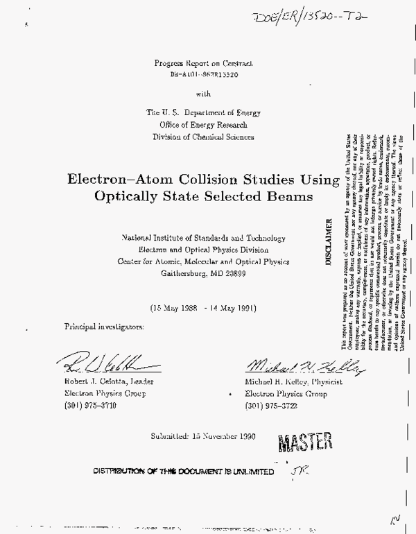 (PDF) Electron-atom collision studies using optically state selected ...