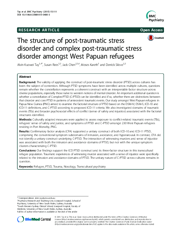(PDF) The structure of post-traumatic stress disorder and complex post ...