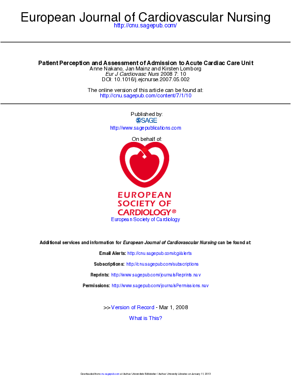 (PDF) Patient perception and assessment of admission to acute cardiac ...