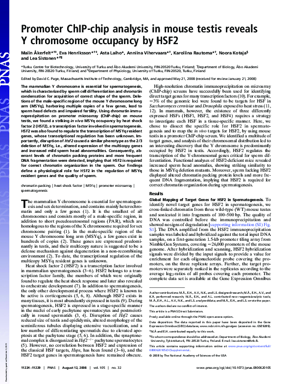 (PDF) Promoter ChIP-chip analysis in mouse testis reveals Y chromosome ...
