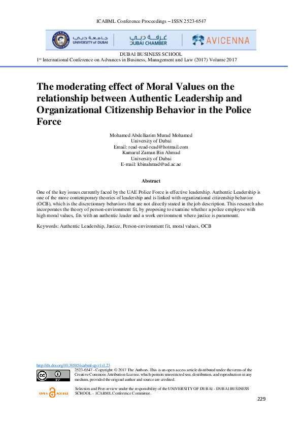Pdf The Moderating Effect Of Moral Values On The Relationship Between