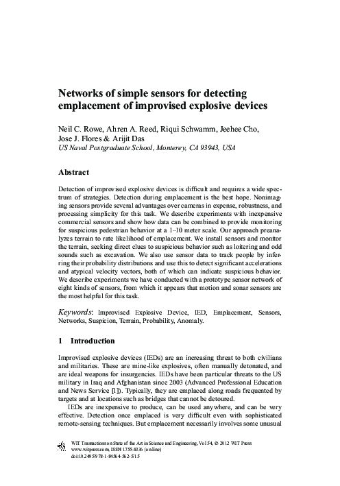 (PDF) Networks of simple sensors for detecting emplacement of ...