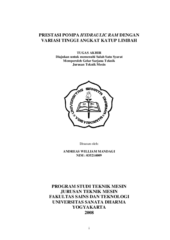 (PDF) Prestasi pompa Hydraulic Ram dengan variasi tinggi angkat katub ...