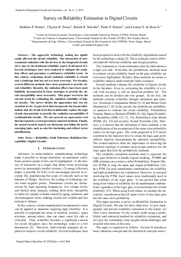 (PDF) Survey on Reliability Estimation in Digital Circuits