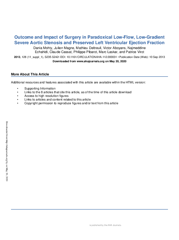 (PDF) Outcome and Impact of Surgery in Paradoxical Low-Flow, Low ...