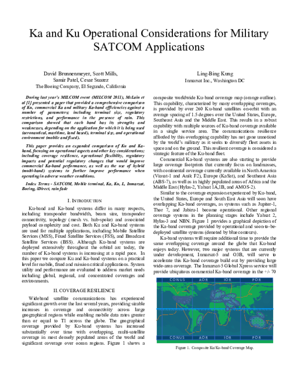 (PDF) Ka and Ku operational considerations for military SATCOM applications