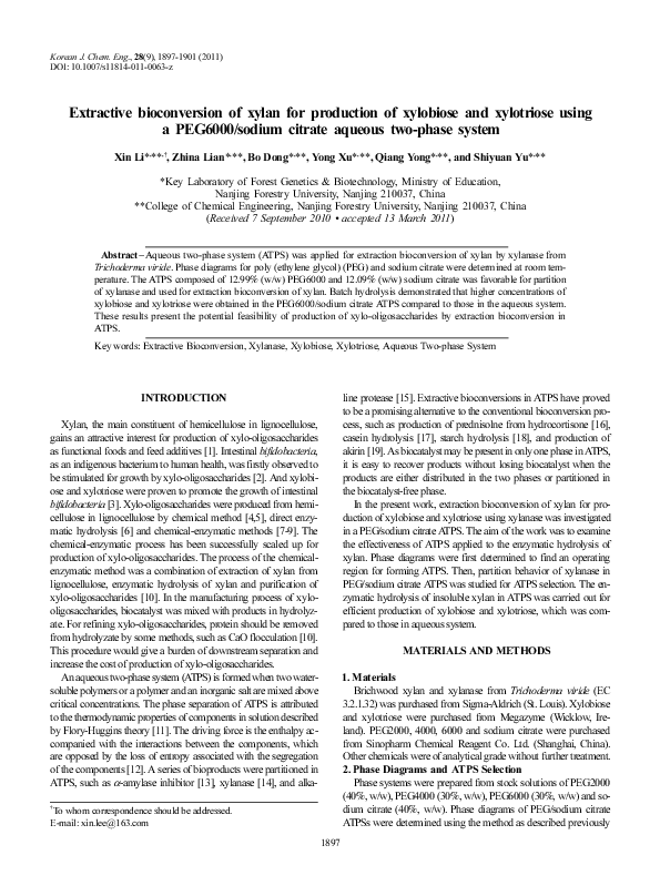 (PDF) Extractive bioconversion of xylan for production of xylobiose and ...