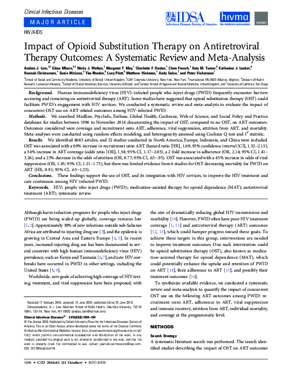 (PDF) Impact of Opioid Substitution Therapy on Antiretroviral Therapy ...