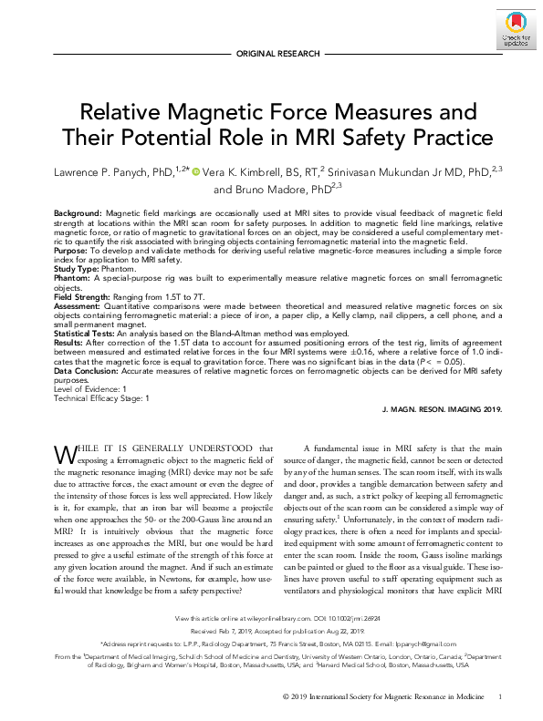 (PDF) Relative Magnetic Force Measures and Their Potential Role in MRI ...