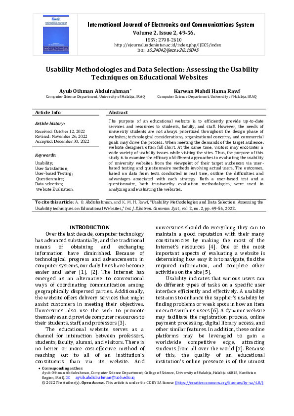 (PDF) Usability Methodologies and Data Selection: Assessing the Usability Techniques on ...