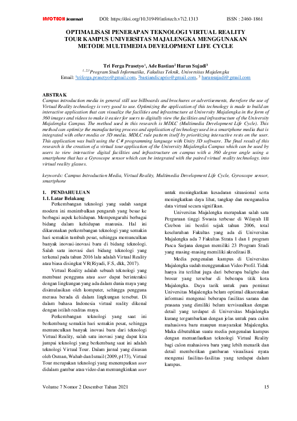 (PDF) Optimalisasi Penerapan Teknologi Virtual Reality Tour Kampus Universitas Majalengka ...