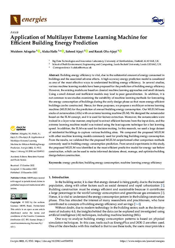 (PDF) Application of Multilayer Extreme Learning Machine for Efficient Building Energy Prediction