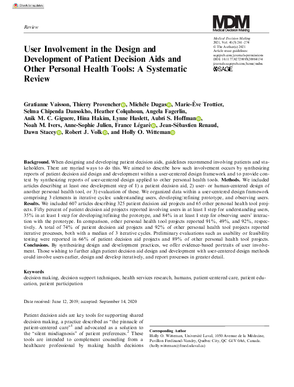 (PDF) User Involvement in the Design and Development of Patient ...