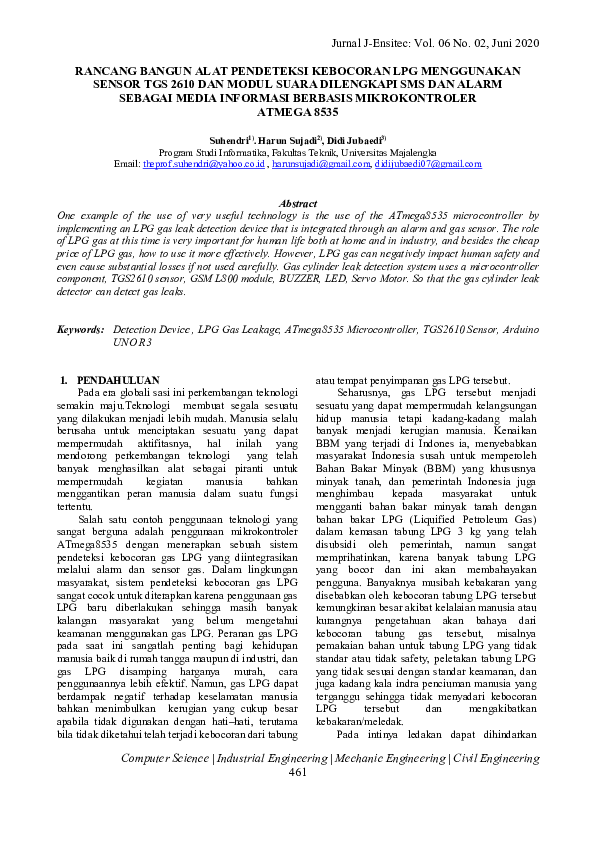 (PDF) Rancang Bangun Alat Pendeteksi Kebocoran LPG Menggunakan Sensor ...