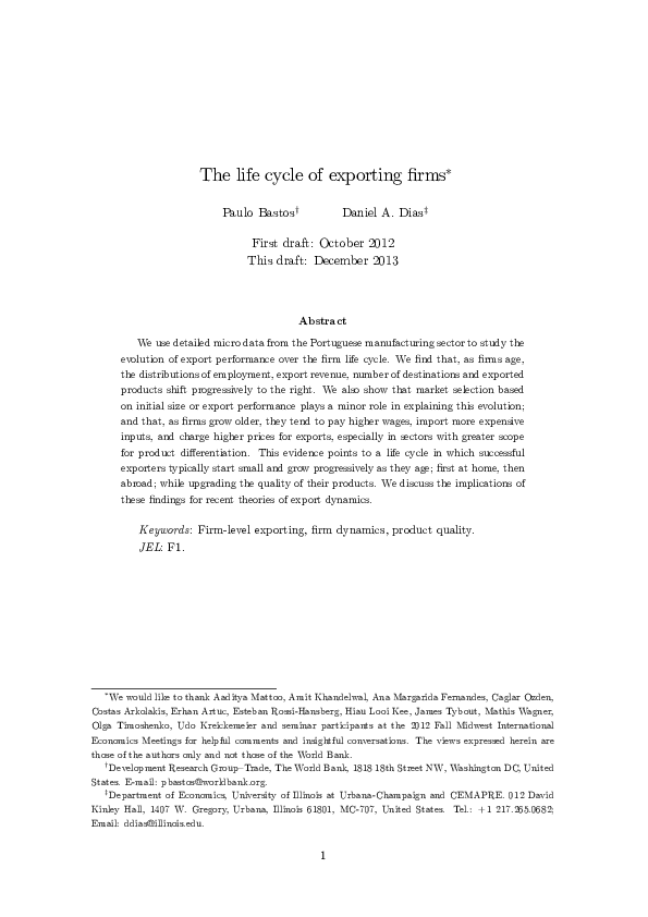 (PDF) The life cycle of exporting rms