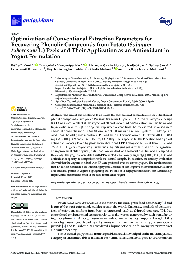 (PDF) Optimization of Conventional Extraction Parameters for Recovering Phenolic Compounds from ...
