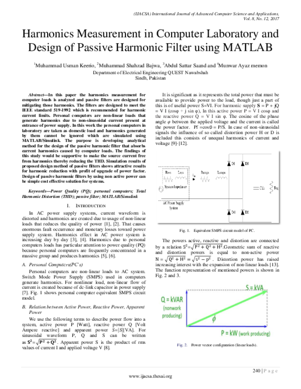 (PDF) Harmonics Measurement in Computer Laboratory and Design of Passive Harmonic Filter using ...