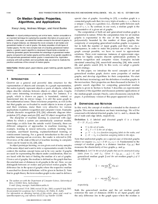 (PDF) An median graphs: properties, algorithms, and applications