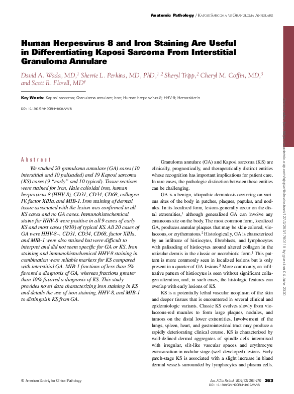 (PDF) Human Herpesvirus 8 and Iron Staining Are Useful in ...