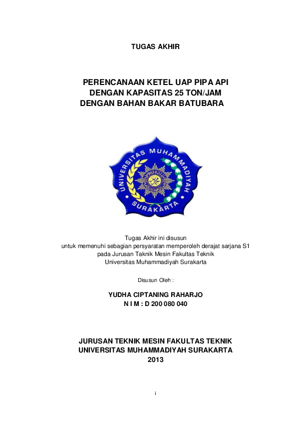 (PDF) Perencanaan Ketel Uap Pipa Api Dengan Kapasitas 25 Ton/Jam Dengan ...