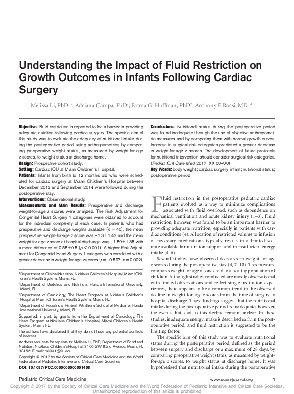 (PDF) Understanding the Impact of Fluid Restriction on Growth Outcomes ...