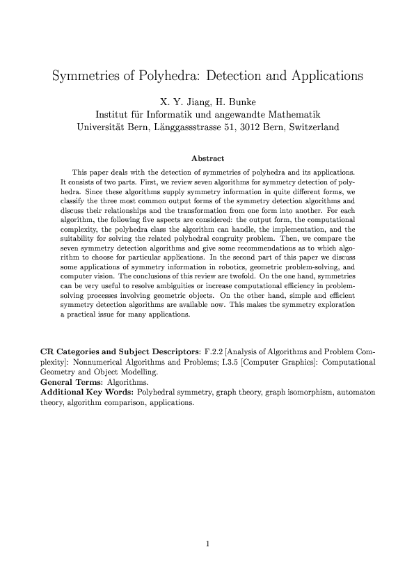 (PDF) Symmetries of polyhedra: Detection and applications | Xiaoyi Jiang - Academia.edu