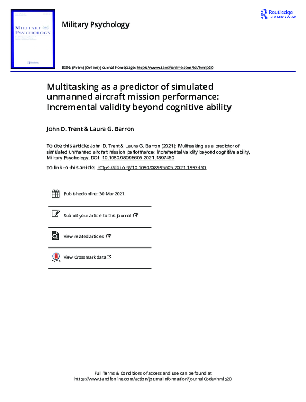(PDF) Multitasking as a predictor of simulated unmanned aircraft mission performance ...
