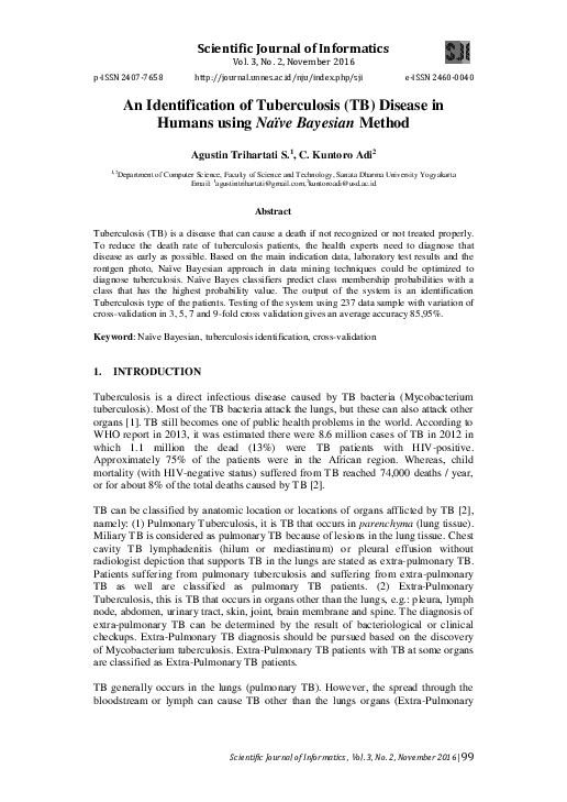 (PDF) An Identification of Tuberculosis (Tb) Disease in Humans using ...