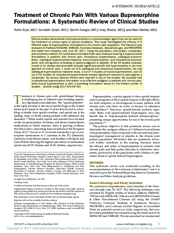 (PDF) Efficacy of Buprenorphine for Chronic Pain