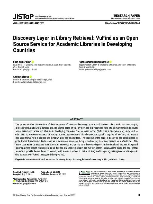 (PDF) Discovery Layer in Library Retrieval: VuFind as an Open Source Service for Academic ...