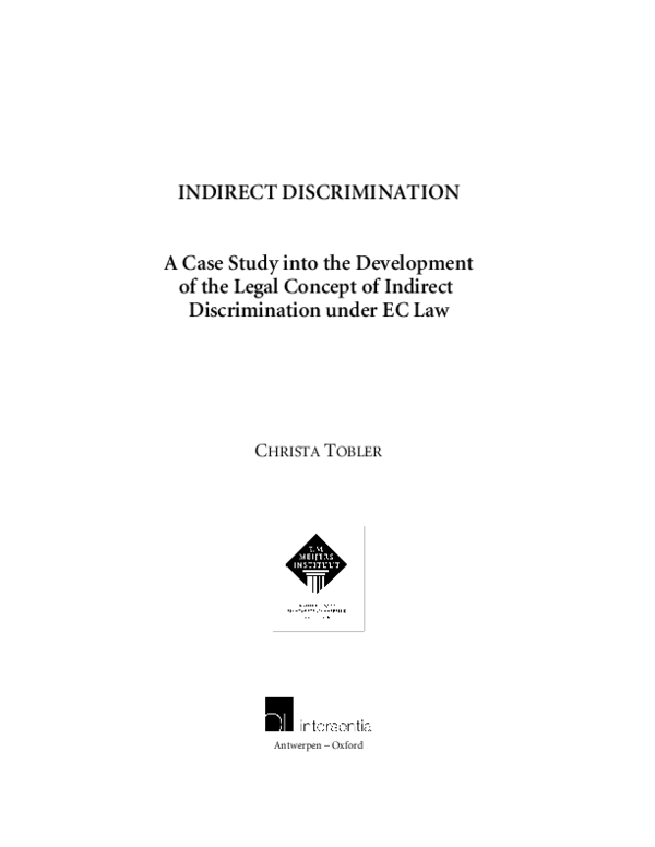 (PDF) Indirect discrimination: a case study into the development of the legal concept of ...