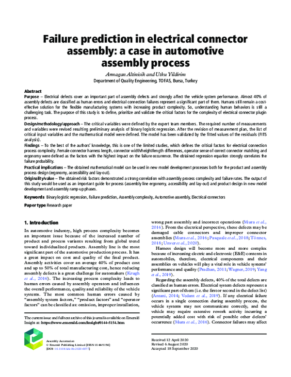 (PDF) Failure prediction in electrical connector assembly: a case in ...