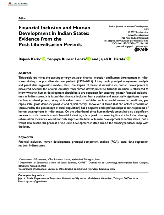 (PDF) Financial Inclusion and Human Development in Indian States ...