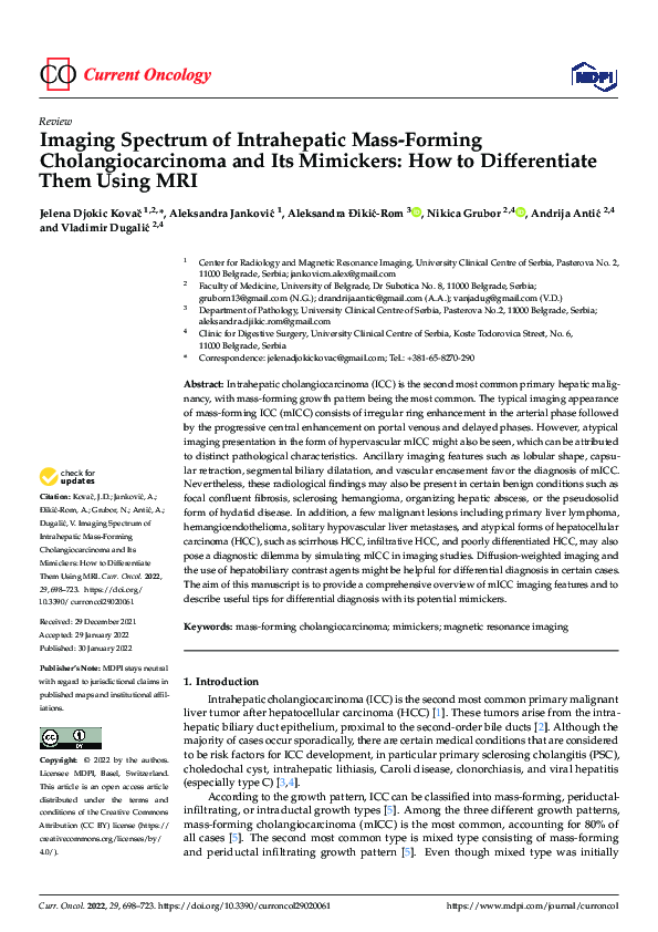 (PDF) Imaging Spectrum of Intrahepatic Mass-Forming Cholangiocarcinoma and Its Mimickers: How to ...