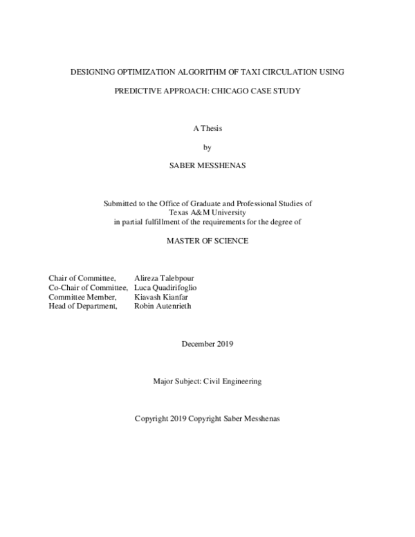 (PDF) Designing Optimization Algorithm of Taxi Circulation Using Predictive Approach : Chicago ...