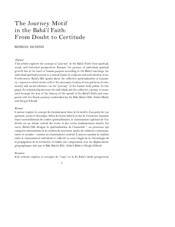 (PDF) Journey Motif in the Bahá’í Faith