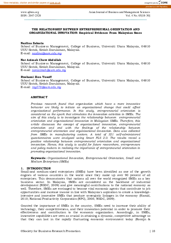 (PDF) The relationship between entrepreneurial orientation and ...