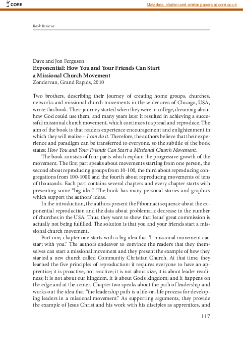 (PDF) Dave and Jon Ferguson, Exponential: How You and Your Friends Can ...