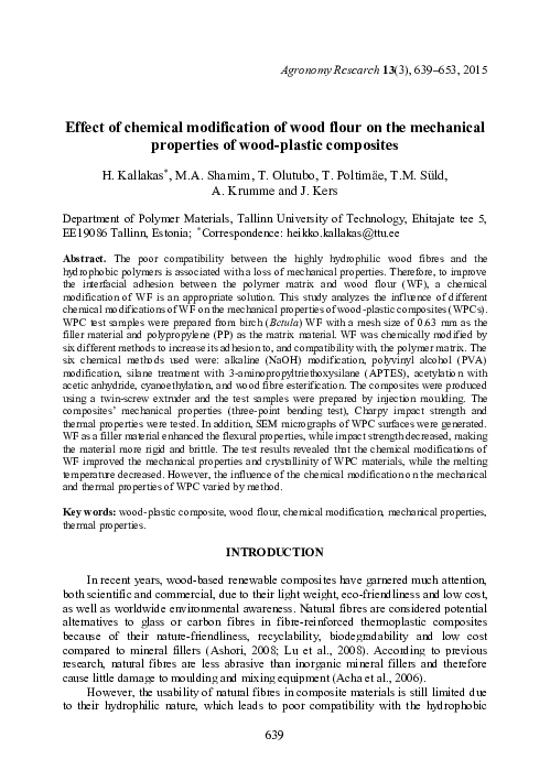 (PDF) Effect of chemical modification of wood flour on the mechanical ...