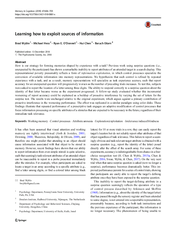 (PDF) Learning how to exploit sources of information