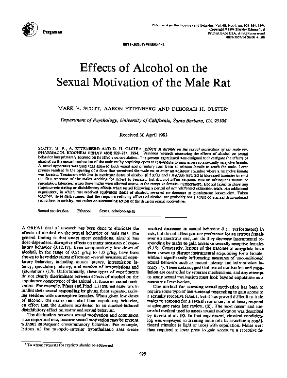 (PDF) Effects of alcohol on the sexual motivation of the male rat