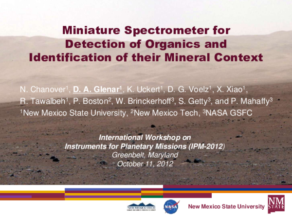 (PDF) A Miniature Spectrometer for the Detection of Organics and ...