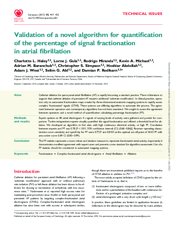 (PDF) Validation of a novel algorithm for quantification of the percentage of signal ...
