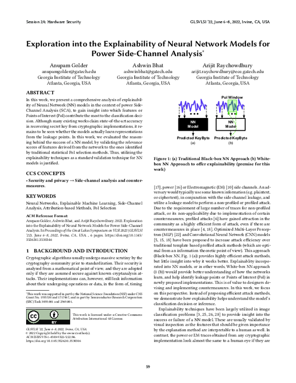 (PDF) Exploration into the Explainability of Neural Network Models for Power Side-Channel Analysis